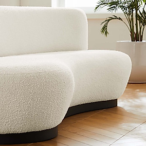 Modway Kindred Boucle Upholstered Curved Sofa with Black Base in Ivory