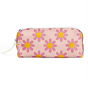 Pencil Pouch Pencil Case Pencil Bag Pen Case Pouch Box Organizer for Teen Girls Boys School Students Men Women Waterproof Zipper Pouch for Office Supplies Makeup, 70s Retro Hippie Daisy Flower Decor
