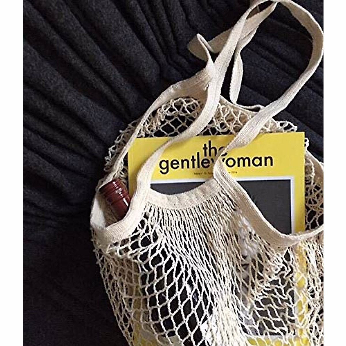 6 Pack Portable,Reusable,Reusable Produce Bags,Washable Cotton Mesh String Organic Organizer Shopping Handbag Long Handle Net Tote (grey blue,Black,Beige,Pink,Purple,Yellow)