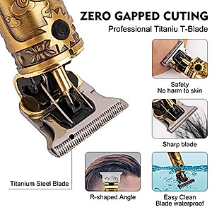 Moziral Hair Trimmer for Men, Professional Mens Hair Clippers Electric T Blade Liners Outline Edgers Shaver 0mm Bald Zero Gap Grooming Kit LED Low Noise Cordless Rechargeable,Father's Day Gift