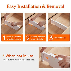 Lifewit Silverware Drawer Organizer, Expandable Utensil Tray for Kitchen, 5 Pack Drawer Dividers Plastic 4" High, 11-17" Adjustable Drawer Organizers