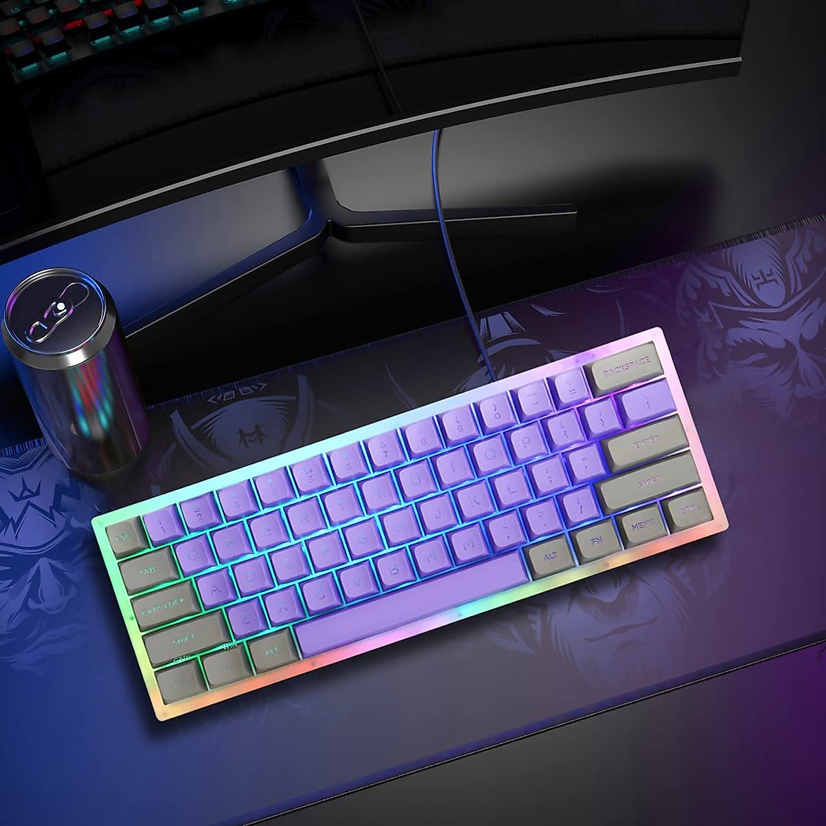 XVX PBT Keycaps, Shine Through Keycaps, XVX Profile 165 Keys Keyboard Keycaps, Double Shot Custom Keycaps for 61/64/68/84/87/100/104/108 for Cherry MX Mechanical Keyboard, Purple