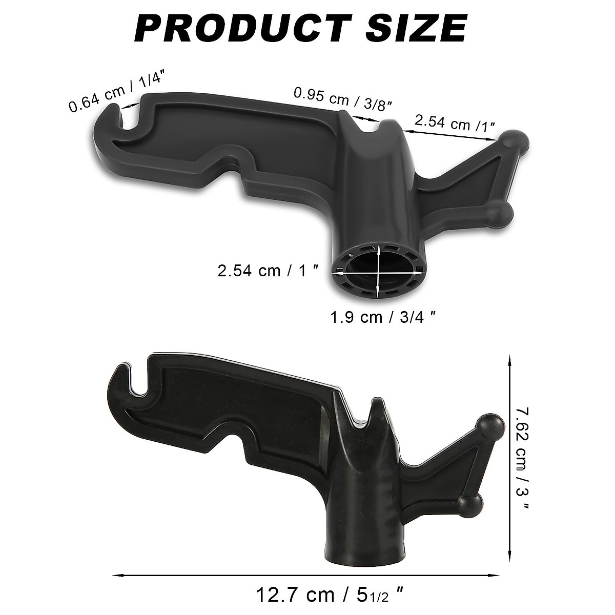 PEUTIER 4pcs Plastic Utility Hook, 3/4 inch Screw on Pole Hook Attachment Multi Purpose Extension Pole Hook for Threaded Poles Hanging Christmas Light Strings Bird Feeders Rope (Black)