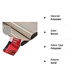 FUDALI Faraday Fabric-EMI RFID Shielding-Block WiFi/RF Anti-Radiation Military Grade for Radiowave Microwave and Radiation Protection Nickel Copper, Blocking Material (3 Yards 43'x108'inch), Brown