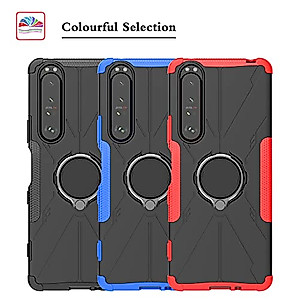 LiuShan Compatible with Sony Xperia 1 III case,360° Rotation Ring Holder KickstandMilitary Grade Shockproof Cover for Sony Xperia 1 III Smartphone（Not Applicable Sony Xperia 10,Red