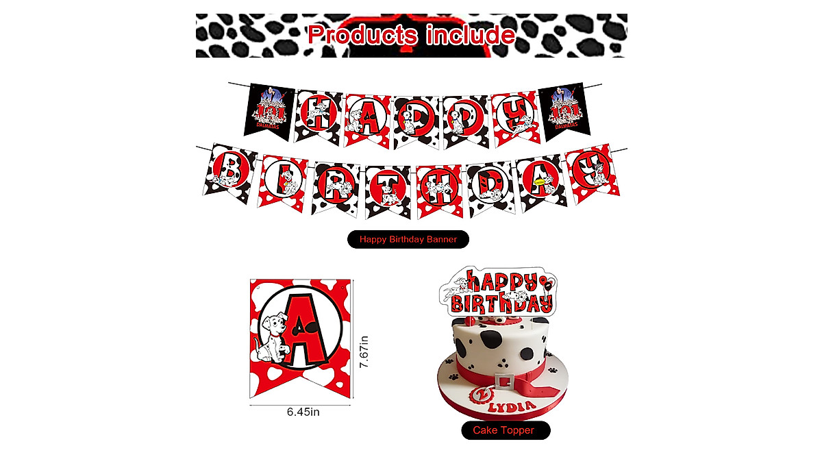 38 Pcs 101 Dalmatians Birthday Party Decorations