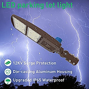 OSTEK 300W LED Parking Lot Lights with Dusk-to-Dawn Photocell Commercial Area Lighting Fixture 42000LM - Waterproof IP65 5000K LED Shoebox Light with Slip Fitter Mount 100-277V (300)
