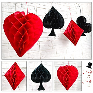 Casino Party Decoration,Poker Party Decoration,Honeycomb Paper Garland for Casino Las Vegas Themed Birthday Party,Game Night Party Ceiling Hangings Cards Bingo Poker Card Party (4)