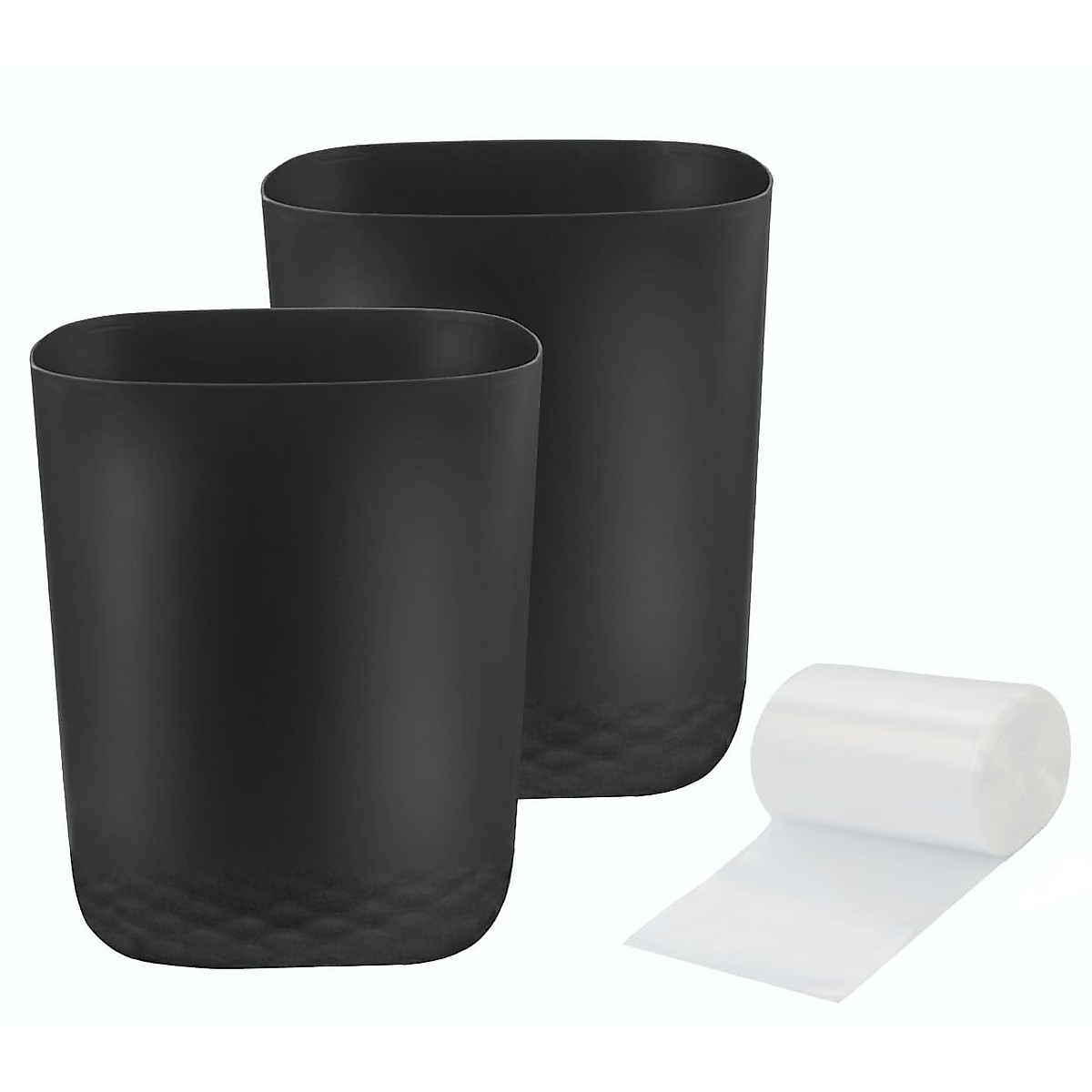 Feiupe Small Trash Can with 60 Count of Trash Bags,2.5 Gallon Wastebasket Recycling Bin Trash Can for Bathroom Bedroom Office Kitchen (2, Black)