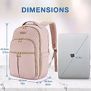 BAGSMART Laptop Backpack Women, Lightweight Travel Backpack for Women, 15.6" Multi-compartment Black College Backpack Stylish Bookbag with USB Charging Hole, Pink