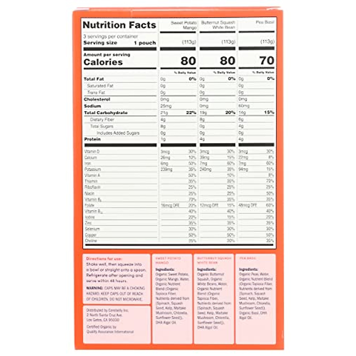 Cerebelly Organic 8-9 Months Variety Pack Baby Purees 3 Count, 4 OZ