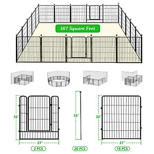 Decorative Garden Metal Fence 46ft (L)×32in(H) 20 Panels Heavy Duty Iron Wire Animal Barrier Temporary No Dig Fence Landscape Edging Privacy Fencing for Yard, Outdoor, Dog, Patio, Flower Bed