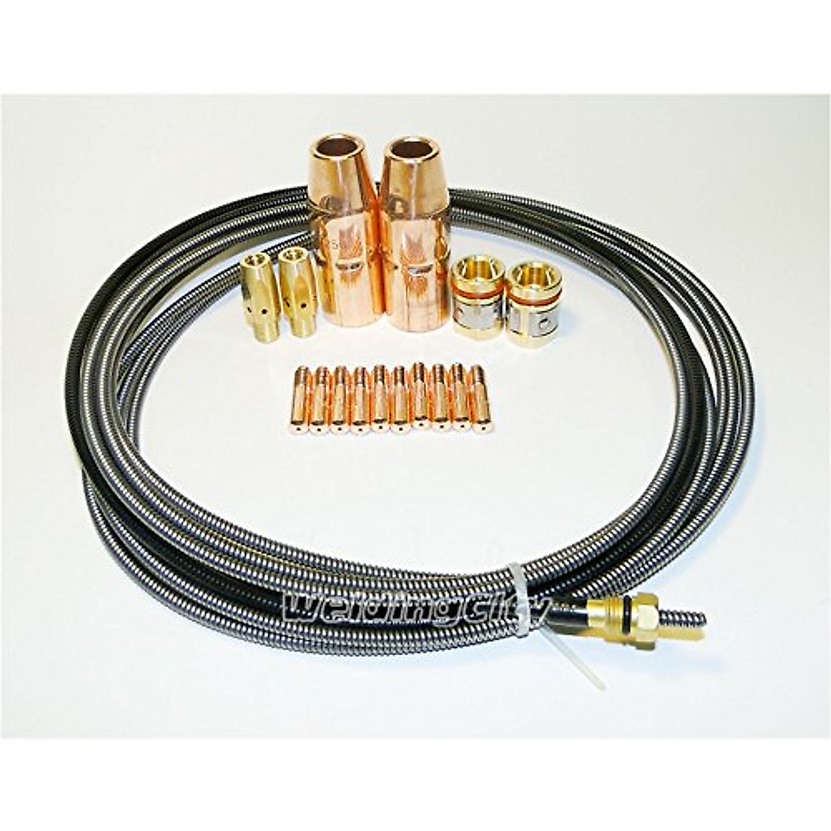 WeldingCity MIG Welding Gun .035" Accessory Kit M37L (Contact Tip-Gas Nozzle-Gas Diffuser-Wire Liner) for Miller MIGmatic M-series M-25/M-40 and Hobart MIG Guns