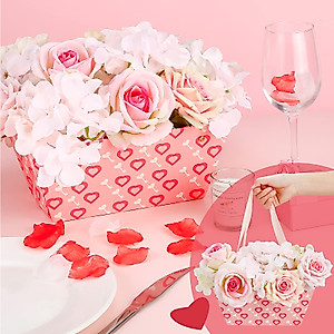 Aoibrloy 5 Pack Valentine's Day Basket For Gifts Empty, 9.8 x 6.5 Inch Pink Empty Gift Basket to Fill, Heart Patterns DIY Gift Basket Empty for Valentine's Day, Birthday, Wedding, Anniversary