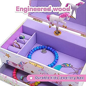 Jewelkeeper Unicorn Music Jewelry Box, Birthday Gifts for Girls - Small Kids Musical Box Storage with Pullout Drawer - Little Girls Glitter Rainbow Treasure Organizer -15x10.8x8.6cm