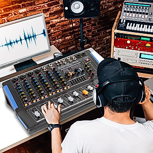 PYLE 8-Channel Bluetooth Studio Audio Mixer - DJ Sound Controller Interface w/ USB Drive for PC Recording Input, XLR Microphone Jack, 48V Power, RCA Input/Output for Professional & Beginners