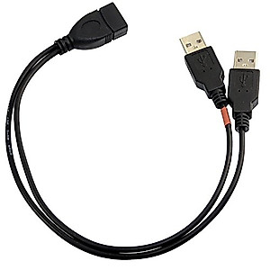 HIGHROCK 30cm USB 2.0 a Power Enhancer Y 1 Female to 2 Male Data Charge Cable Extension Cord(1pc)