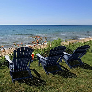 FUNBERRY Plastic Adirondack Chairs,Folding Adirondack Chairs,Adjustable Backrest Adirondack Chair,Fire Pit Chairs,Resin Adirondack Chairs with Cup Holder,Composite Adirondack Chairs