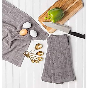 DII Basic Terry Collection Windowpane Dishtowel Set, 16x26, GraySolid, 4 Piece