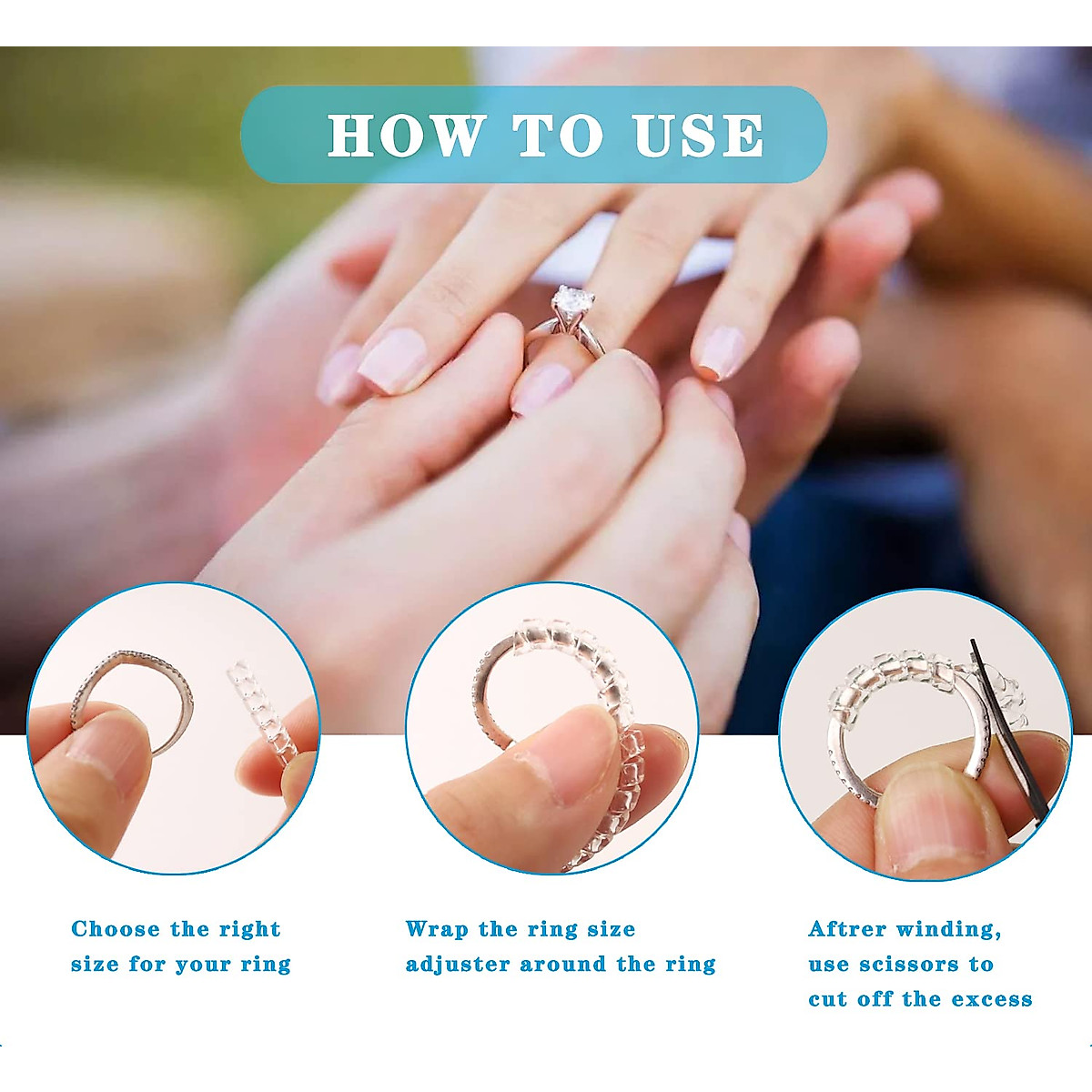 70 Pcs Ring Size Adjuster for Loose Rings with Ring Size Measuring Tool for Ring Adjuster, Plug-in Invisible Ring Spiral Silicone Tightener with Women and Men Any Rings Size