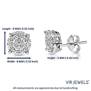 Vir Jewels 1/10 cttw Diamond Stud Earrings in .925 Sterling Silver Push Backs Round Shape