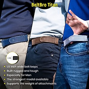 BeltBro Titan Brown MultiPack No Buckle Elastic Belt For Men — Package Includes 2 Small, 2 Medium, 2 Large — Fits 1.5 Inch Belt Loops, Comfortable and Easy To Use