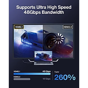 IVANKY 8K HDMI 2.1 Cable 3.3FT/1M, 48Gbps High Speed HDMI 2.1 Cable, 4K@120Hz 8K@60Hz 144Hz HDMI Cable, 7680P, DTS:X, eARC, HDR, HDCP 2.2 & 2.3, for Fire TV/Roku TV/PS4 5/Xbox Series X