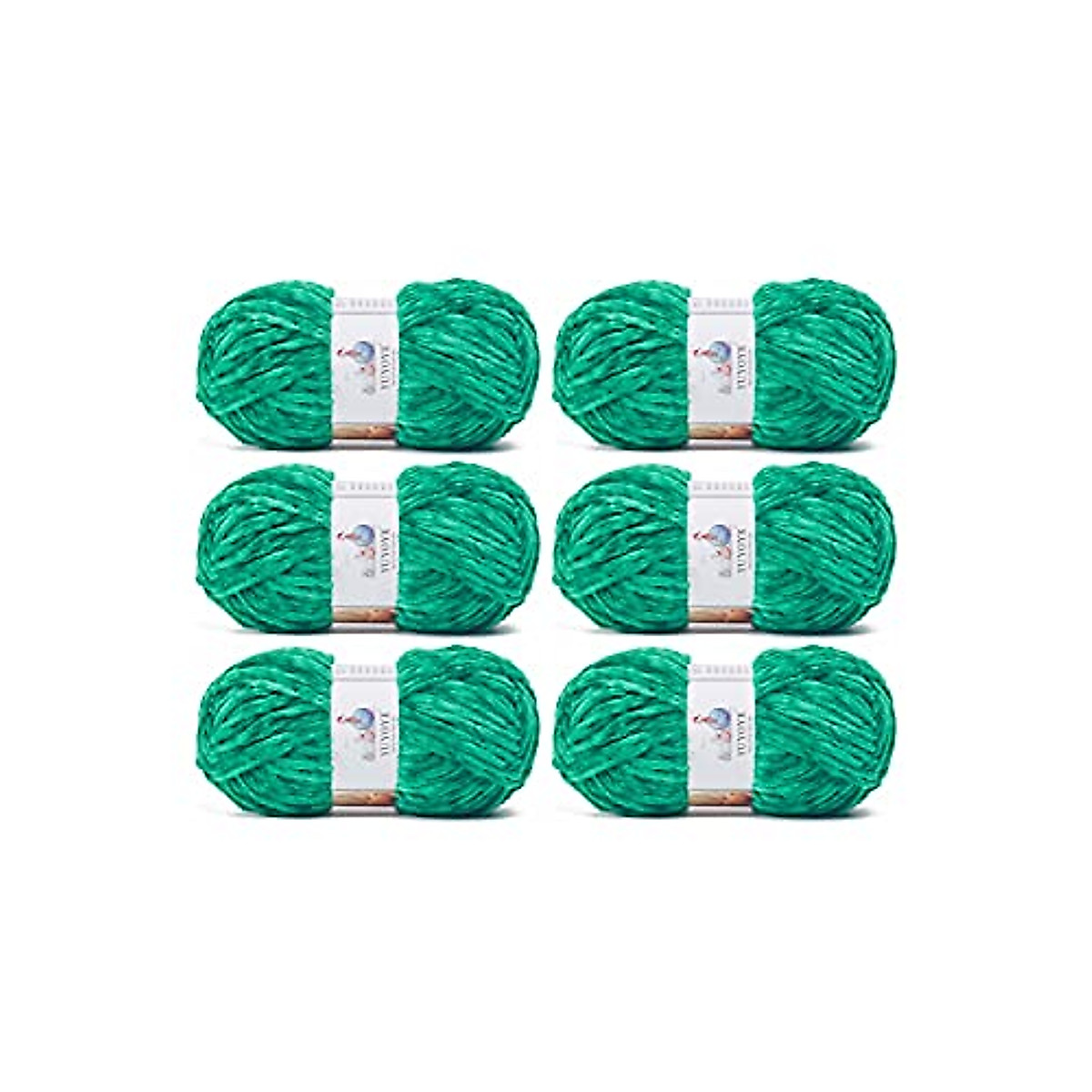 YUYOYE Chenille Yarn for Crochet and Knitting, Velvet Yarn, Fruit Green,40-6pack