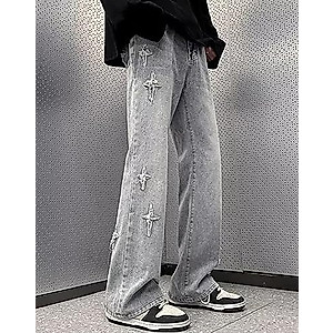 Kisswow Star Jeans Y2k Cargo Pants Women High Waist Ripped Jeans Womens Star Pants Aesthetic Pants Cyber Y2k Jeans for Women Cute Jeans for Teens