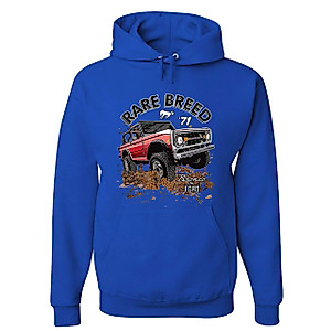 Tee Hunt Rare Breed Sweatshirt Bronco by Ford Licensed Hoodie Royal Blue Large