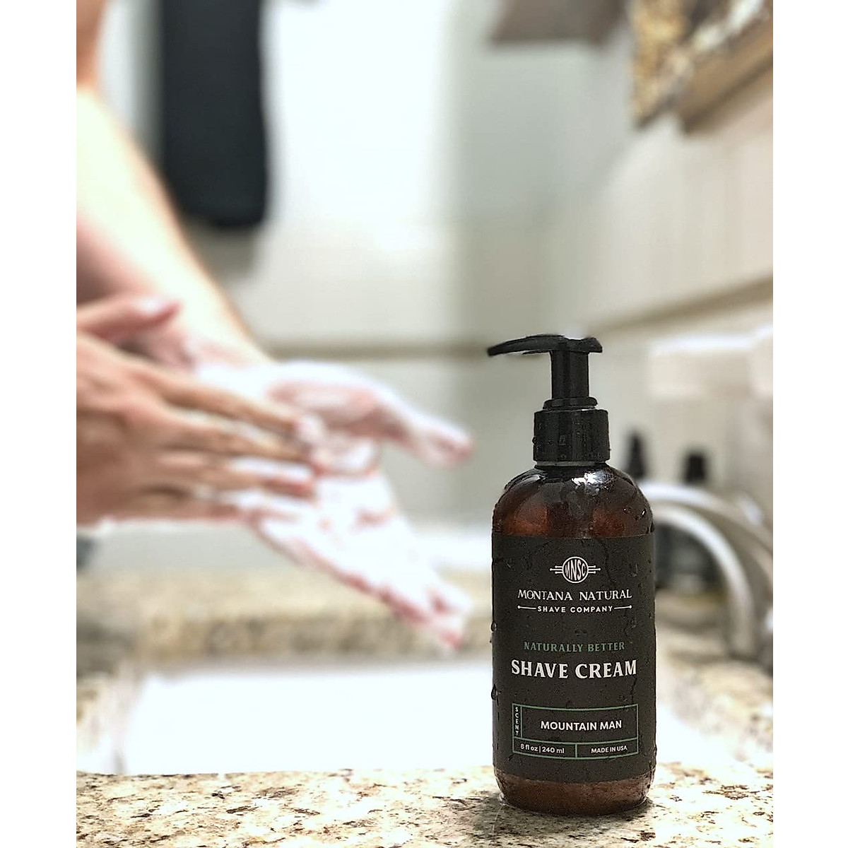 MNSC Wrangler Naturally Better Pump Shave Cream - Smooth, Hypoallergenic, All-Natural, & Handcrafted in USA