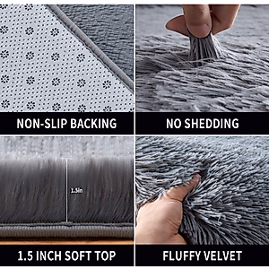 Shag Loomed Area Rug Warm Soft Faux Fur Luxury Rug Plush Throw Rugs Shaggy Fluffy Carpets for Living Room and Bedroom Nursery Rugs Abstract Home Decor Rugs,Grey_4040CM(1.3×1.3ft)