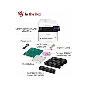 Canon Color imageCLASS MF644Cdw All-In-One Wireless Laser Printer, White - Print Scan Copy Fax - 5" Touchscreen, 22 ppm, 600x600 dpi, Auto 2-Sided Printing, 1GB Memory, 50-sheet ADF, Ethernet, Tillsiy