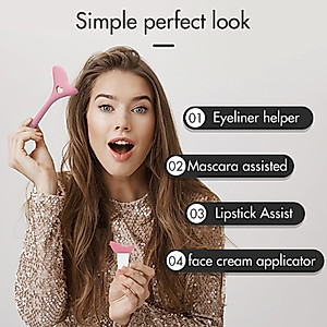 Eyeliner Stencils 4Pcs Reusable Silicone Eyeliner Aid Winged Eyeline Tip Multifunctional Eye Makeup Tool Kit Mascara Shield Eyelash Eyebrow Eyeshadow Lipstick Applicator Guide Tool（Pink）