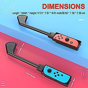 TiMOVO Golf Clubs Compatible with Nintendo Switch Mario Golf: Super Rush Game/Switch Sports, 2 Pack Golf Handle with Hand Strap Game Accessories Golf Grips Fit Switch/Switch OLED Controller, Black