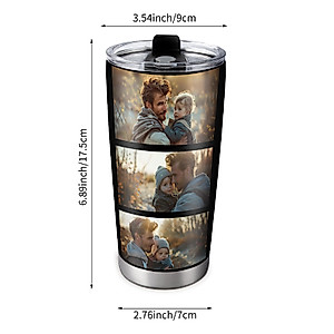KrazeKK Personalized Travel Tumbler for Dad Gifts, Custom 20oz Insulated Stainless Steel Travel Tumbler with Lids, Father Coffee Mugs, Customized Gift for Men, Dad,Father, Husband (Dad 5)