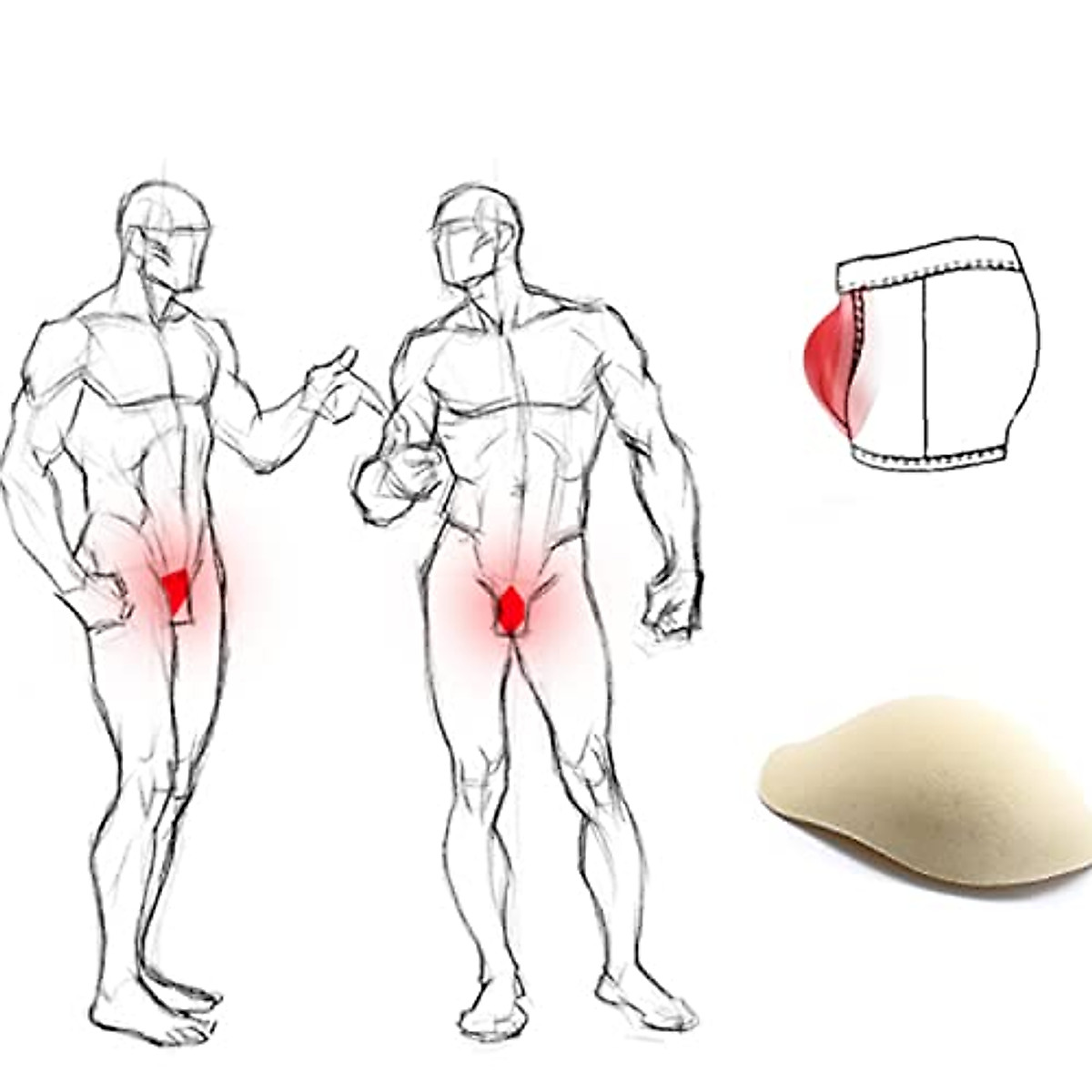 LOYEJGL 6 Package Men Underwear Cup Bulge Enlarge Enhancing Sponge Pad Swimwear Padded for Swimming Boxers Briefs G String Thongs Shorts