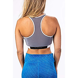 Mizuno Women's Alpha Mesh Back Bra, White-Grey, Medium