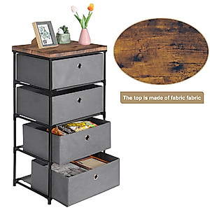 MOOACE Fabric Storage Dresser with Drawers, 4 Drawers Clothes Organizer and Storage Tower for Bedroom, Small Fabric Storage and Chest of Drawers, Gray