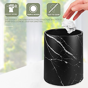 HOLIDYOYO Marble Trash Can Round 12L Garbage Bin Double Layer Waste Basket Container for Kitchen Bathroom Home Office Hotel Black, 27.00X23.50X23.50CM, E489HDP4206BQY13L2A4