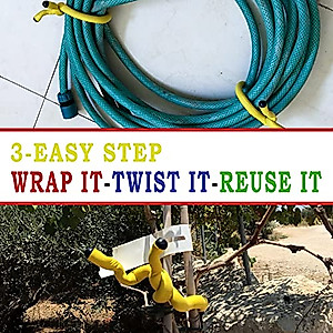 Andalus Twist Rubber Ties, Yellow, 17-Inch Long, Reusable Twist Tie, Holds Up to 110 Pounds (4 Pack)
