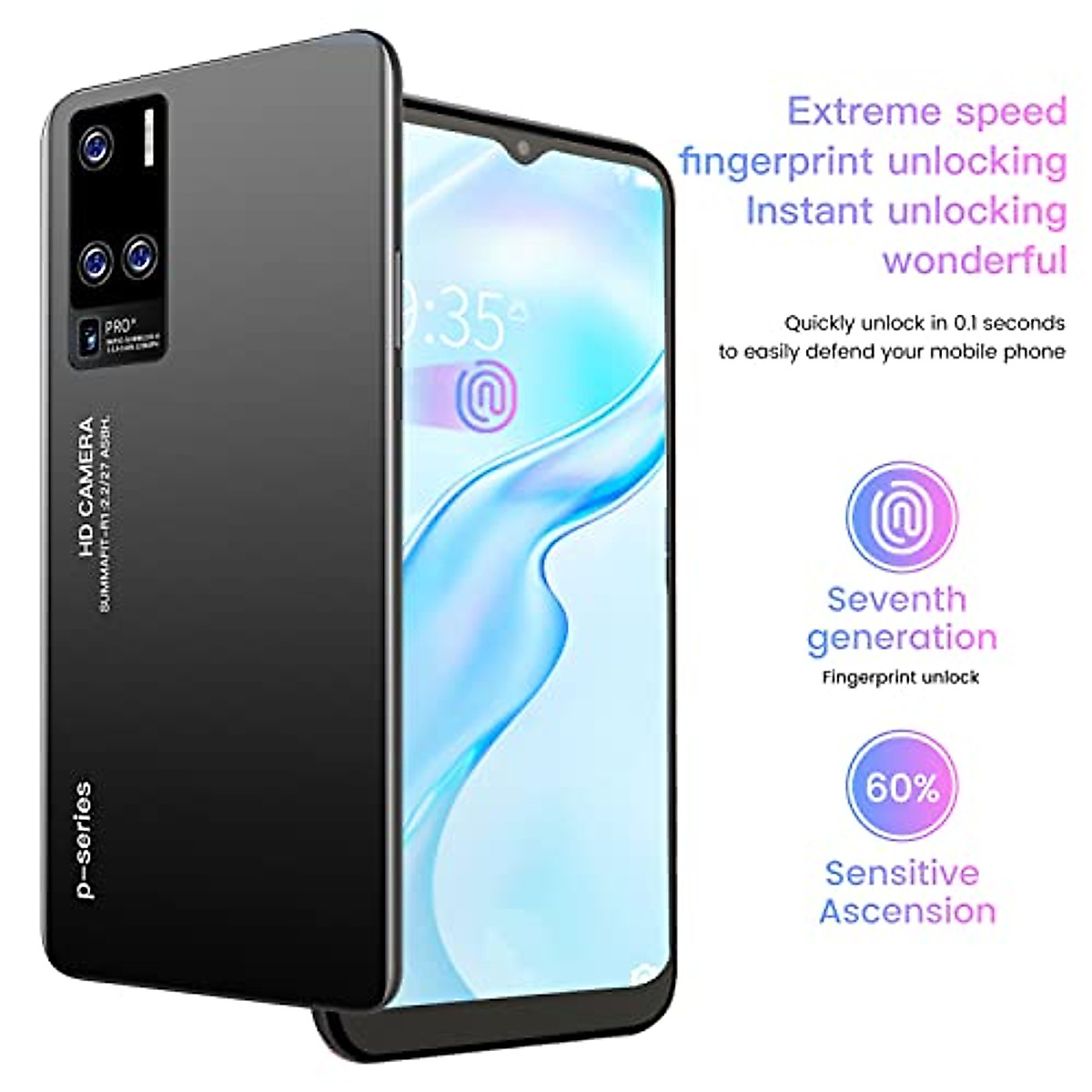 5G Mobile Phone for Android 10.0-1920 X 1080 Inch HD IPS Touch Screen, 10 Core CPU Processor, 6.53 Inch Face Unlocked Smartphone, 6GB RAM 128GB ROM, 8MP+21MP, Ultra Long Standby