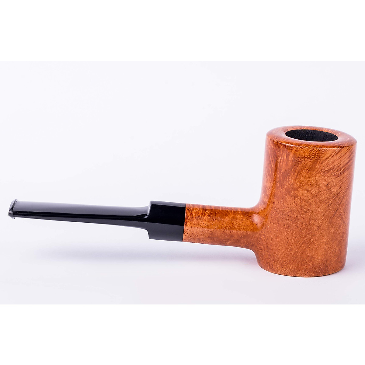 Wooden Tobacco Smoking Pipe, Self-Standing, Hand Carved of Briar Root, Metal cooling filter, Comes with Pouch, Boxed (Poker, Gold)