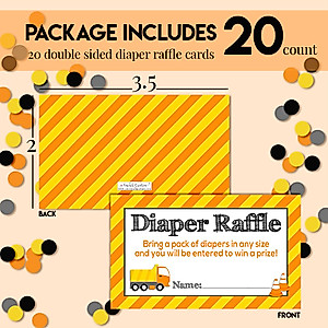 Amanda Creation Baby Under Construction Diaper Raffle Tickets for Baby Boy Showers, 20 2" X 3” Double Sided Insert Cards for Games, Bring a Pack of Diapers to Win Favors & Prizes!