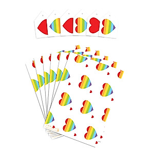 CENTRAL 23 Rainbow Wrapping Paper - 6 Sheets Colorful Gift Wrap - Heart Wrapping Paper For Women Men Gay - For Valentine Anniversary - Comes With Fun Stickers