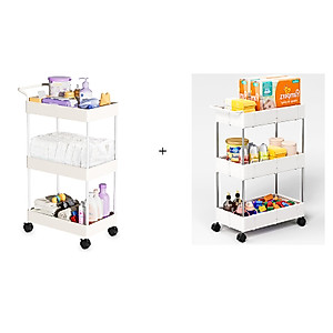 Volnamal Baby Diaper Caddy, Plastic Movable Cart for Newborn Nursery Essentials Diaper Storage Caddy