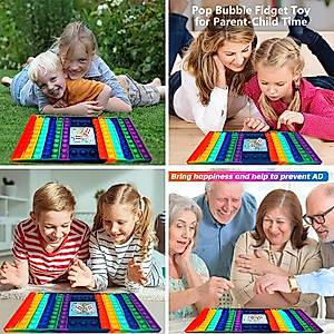 COOPEA Pop it Fidget Game with Dice, Silicone Rainbow Chess Game Board Giant Pops Push Bubble Fidget Sensory Toys for its Parent-Child Time,Jumbo Pop Game for Kids and Adults