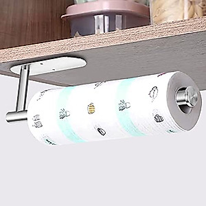 Paper Towel Holder Under Cabinet, Self Adhesive Wall Mount Paper Towel Rack, Towel Paper Bar for Kitchen, Pantry, Sink, Bathroom, SUS304 Stainless Steel 13 inch (Silver, 1)