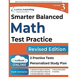 SBAC Test Prep: 3rd Grade Math Common Core Practice Book and Full-length Online Assessments: Smarter Balanced Study Guide With Performance Task (PT) ... Testing (CAT) (SBAC by Lumos Learning)