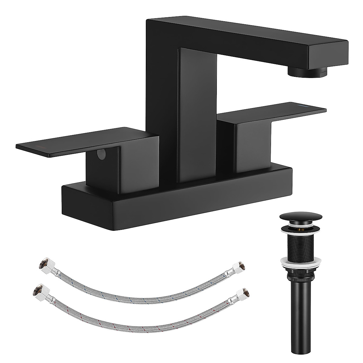 KES Black Bathroom Faucet 4 Inch Centerset Bathroom Sink Faucet with Bathroom Sink Stopper NO Overflow, SUS304 Stainless Steel, Lead-Free NSF Certified, L4150LF-BK-C2